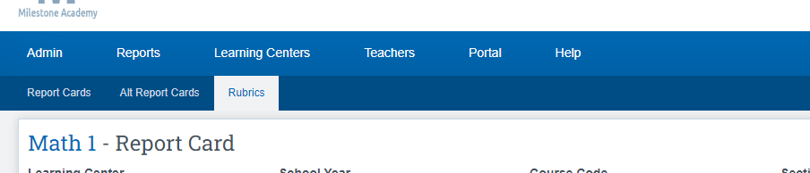 Report Cards: Print/Update Rubrics
