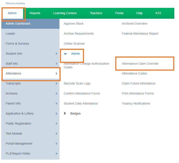 Admin : Overriding Attendance Claims