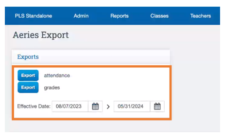 PLS: Aeries Grade Export