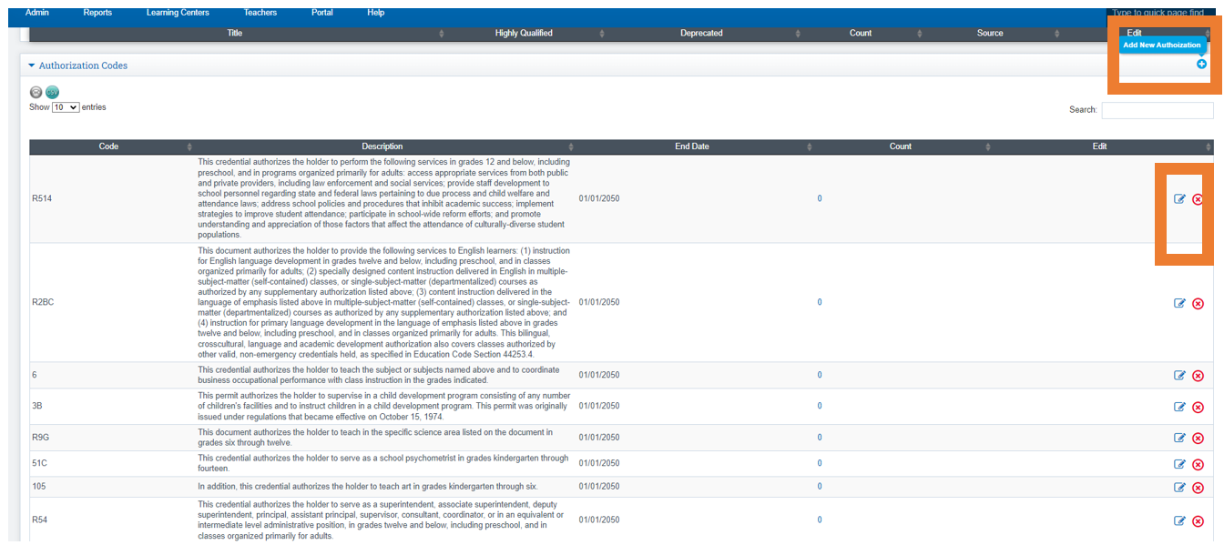 Admin Manage Credentials: Staff Credential Setup