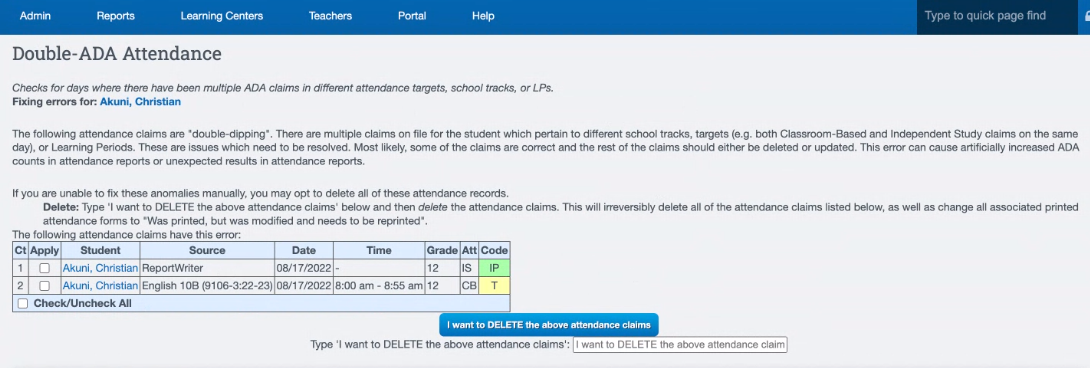 Attendance Report: Anomalies & Correction