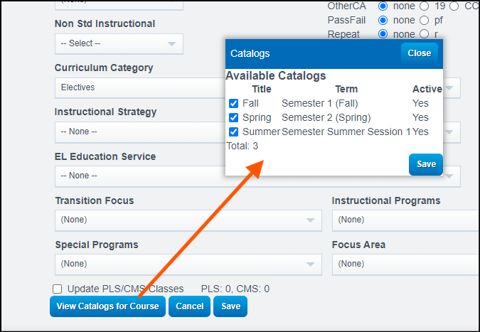 Course Catalog: Associate Courses with a Course Catalog