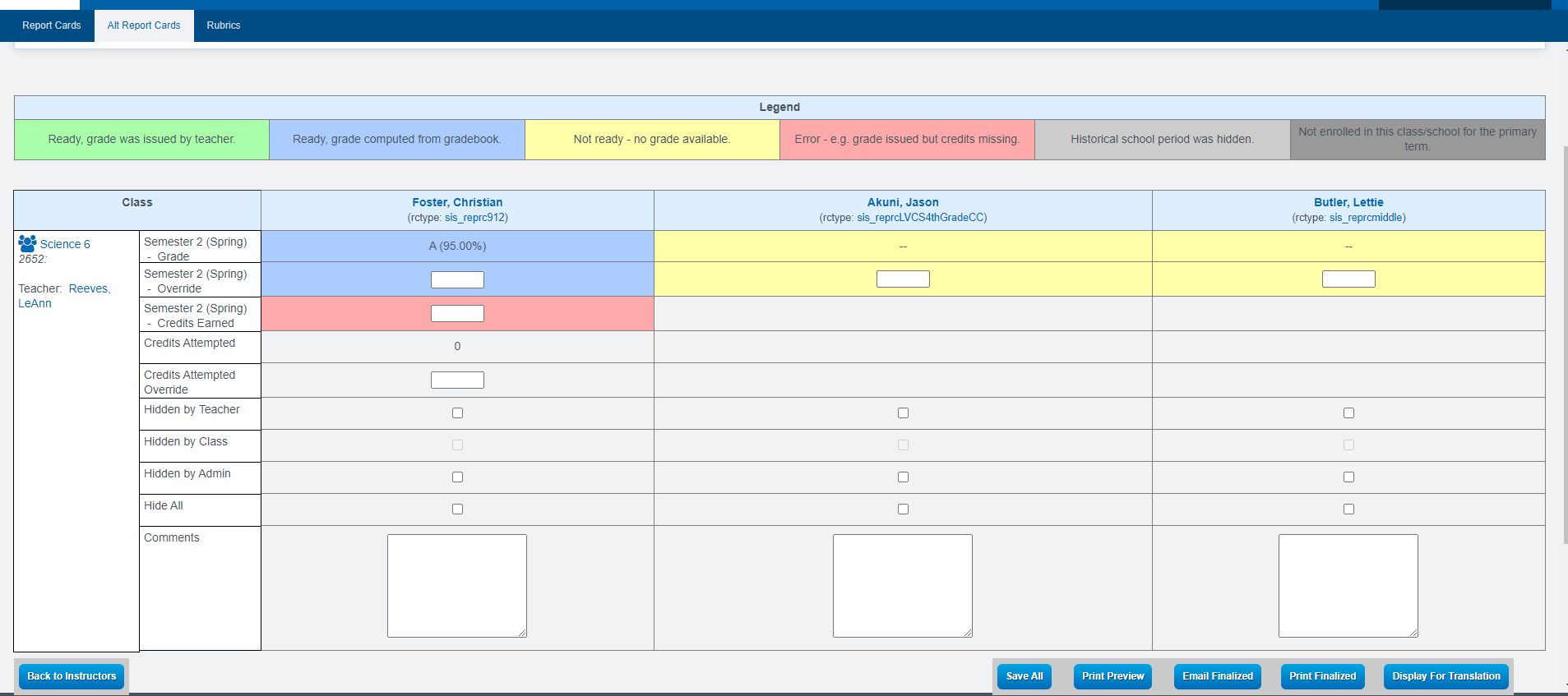 CMS - ALT Report Cards