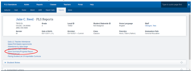 PLS Progress Reports